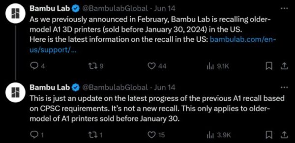 Bambu Lab Issues Update on A1 3D Printer Recall - 3Dnatives